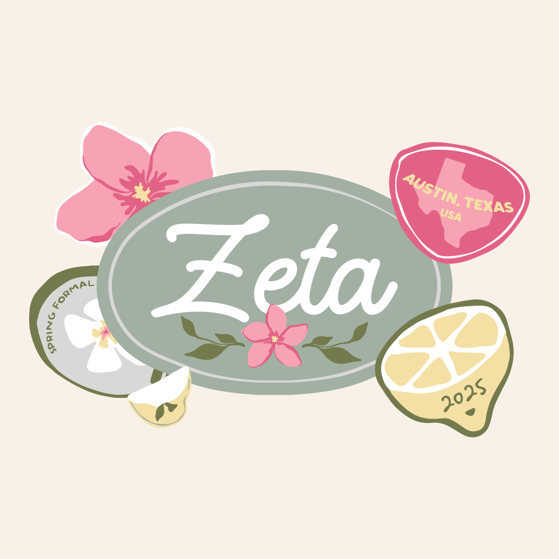 Zeta Tau Alpha Texas Flowers and Lemons Patchwork Spring Formal Shirt ...