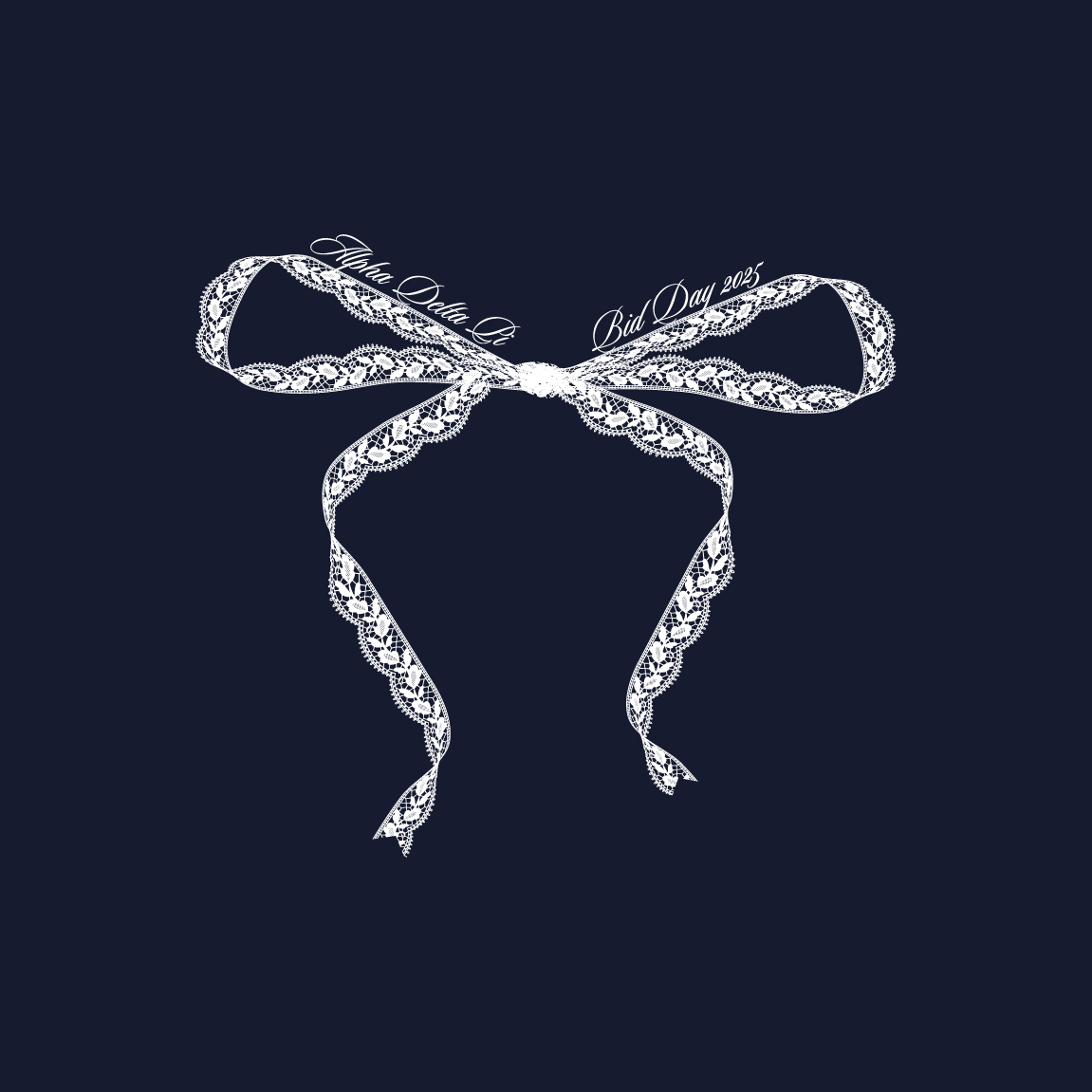 Alpha Delta Pi Lace Bow Text Rush & Bid Shirt | Fresh Prints