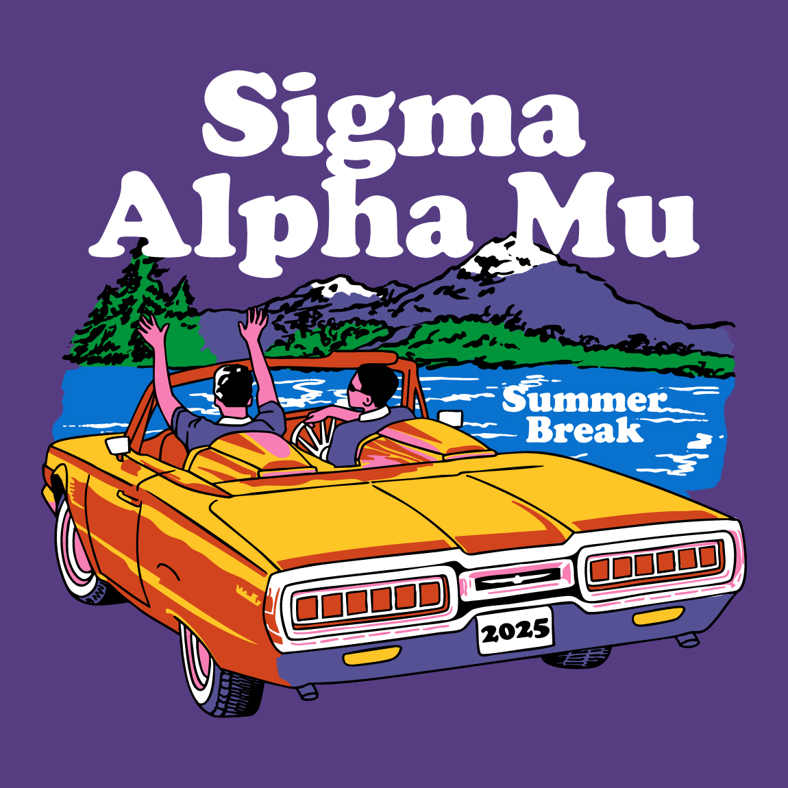 Sigma Alpha Mu 70s Convertible Car by the River Drawing Summer Break ...