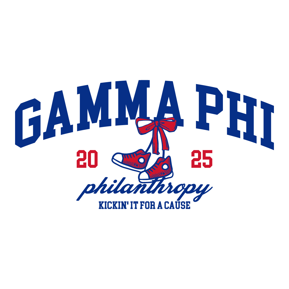 Gamma Phi Beta Collegiate Text with Shoes and Ribbon Graphic ...