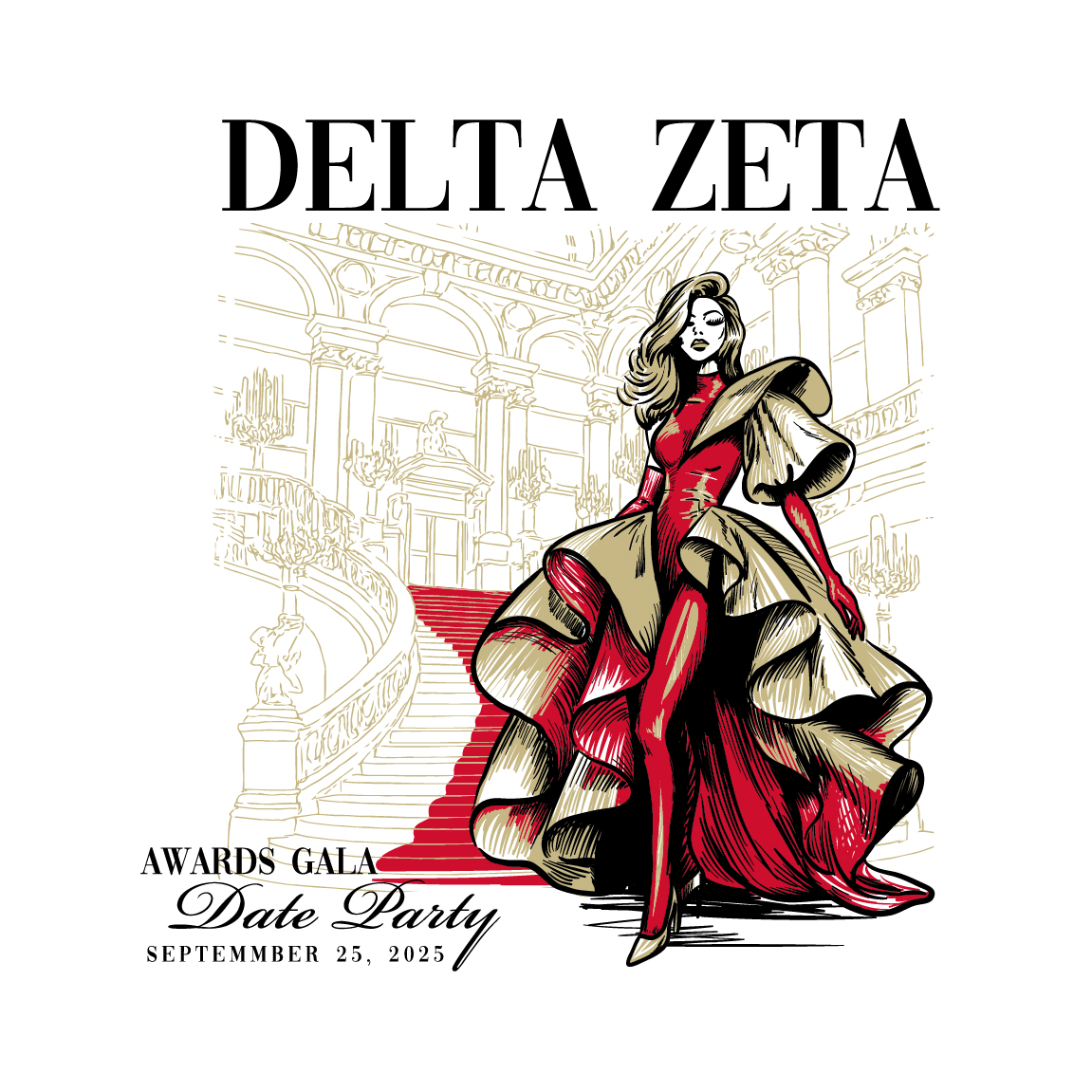 Delta Zeta Elegant Gala Dress Date Party Shirt | Fresh Prints