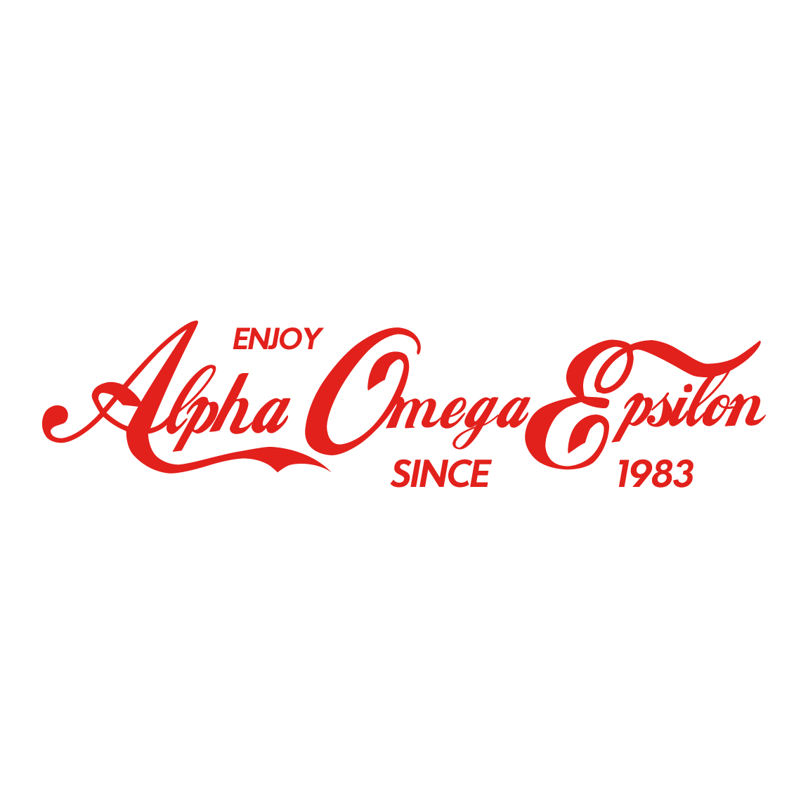 Alpha Omega Epsilon Enjoy Coca Cola Cursive Text in Red PR Shirt Alpha ...