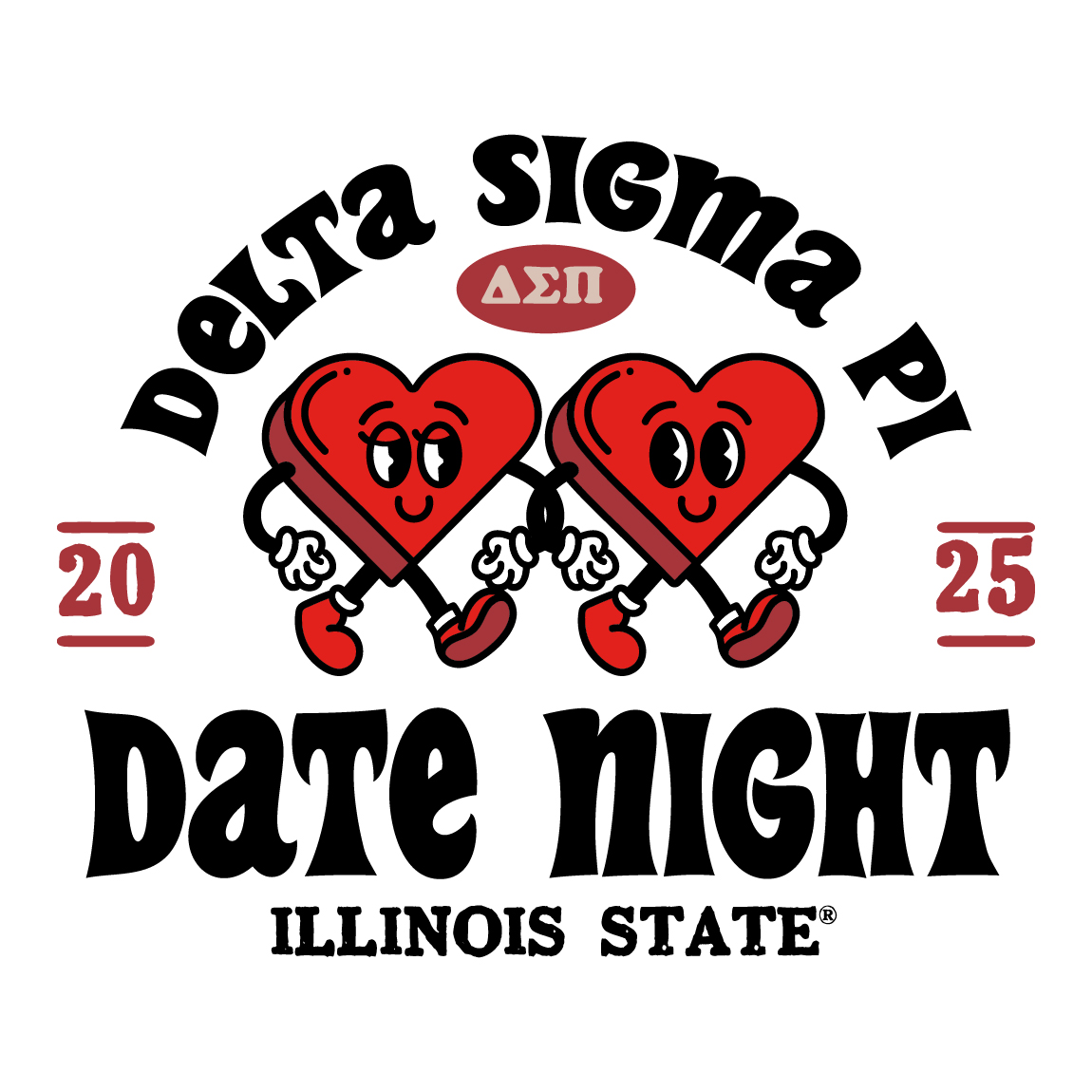 Delta Sigma Pi Date Night with Two Vintage Heart Cartoons Holding Hands ...