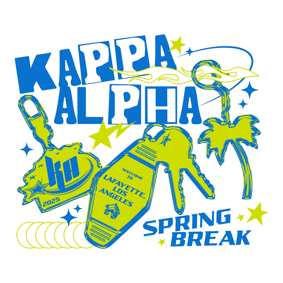 Kappa Alpha Order Y2K Letter Cutouts with Keychain and Charms in Blue ...