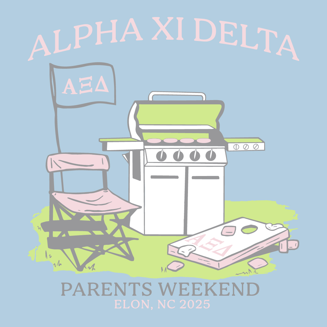 Alpha Xi Delta Outdoor Grill and Games with Family Shirt | Fresh Prints
