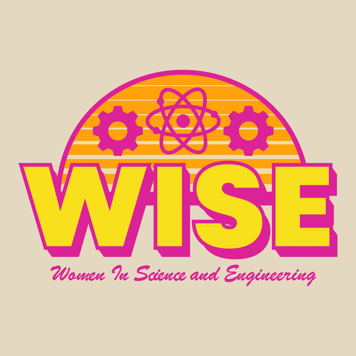 Women in Science and Engineering Gears and Atoms Illustration in Pink ...