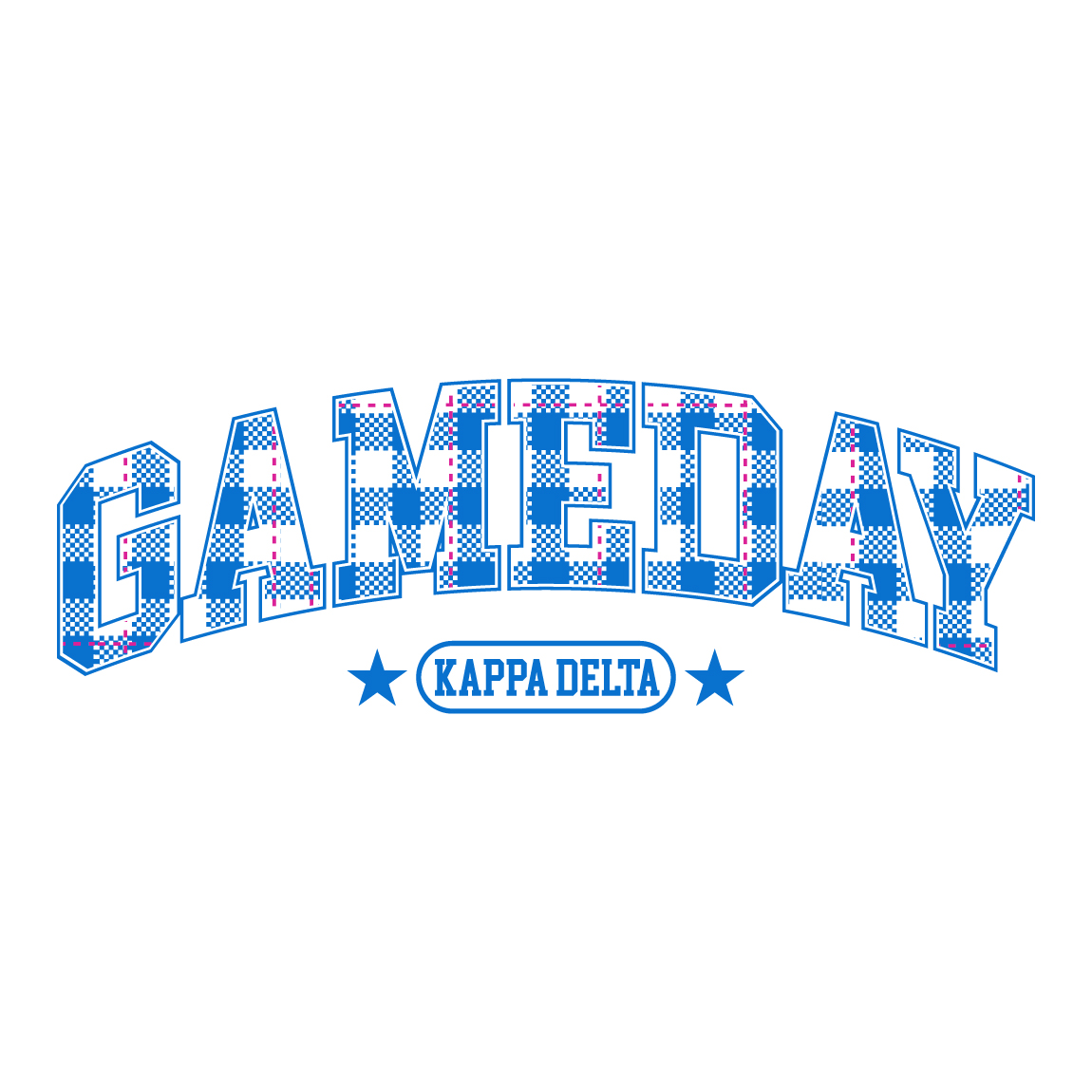Kappa Delta Checkered Pattern Arched Collegiate Text Game Day Sweater ...