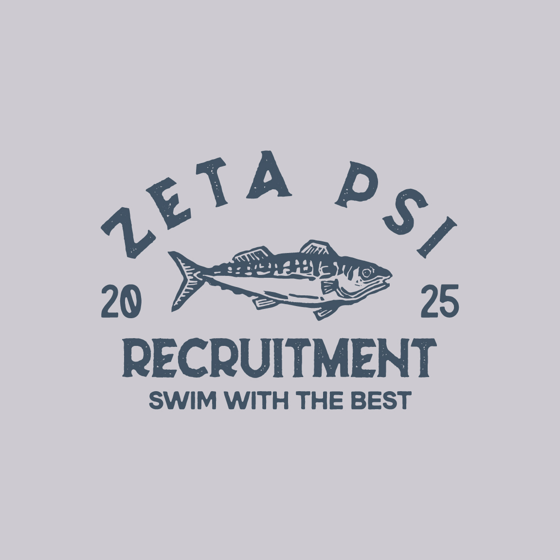 Zeta Psi Fish Graphic in Grey Recruitment Shirt | Fresh Prints