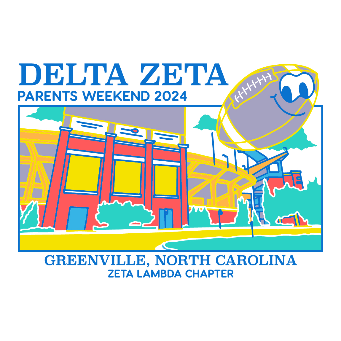 Delta Zeta North Carolina Neon Colored Dowdy-Ficklen Stadium and ...