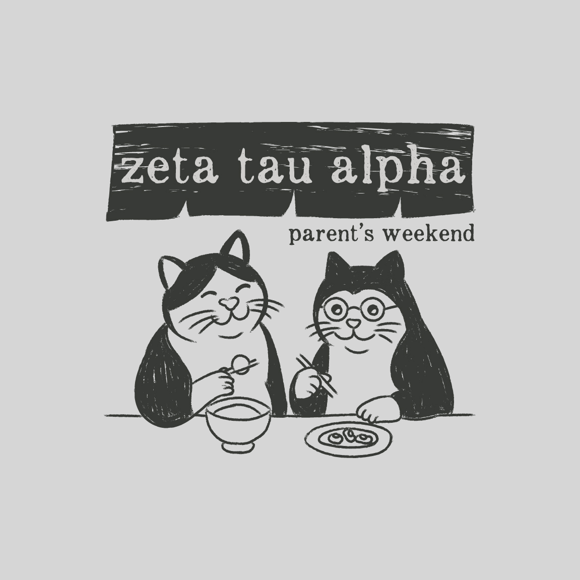 Zeta Tau Alpha Cat Duo Parent's Weekend Sweater | Fresh Prints