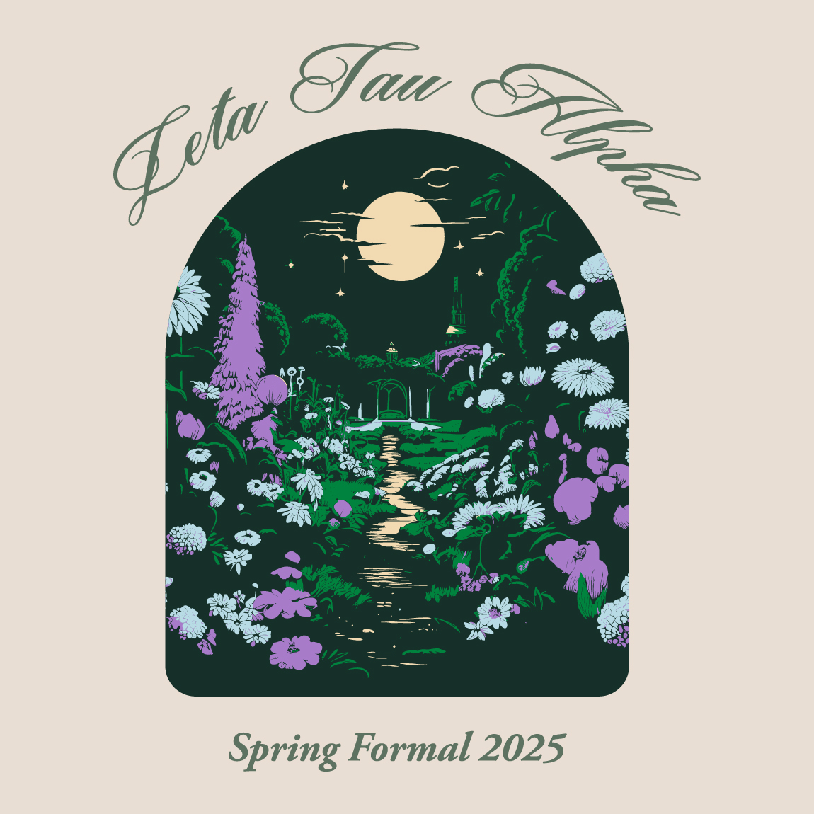 Zeta Tau Alpha Night at the Flower Garden Drawing Spring Formal Shirt ...