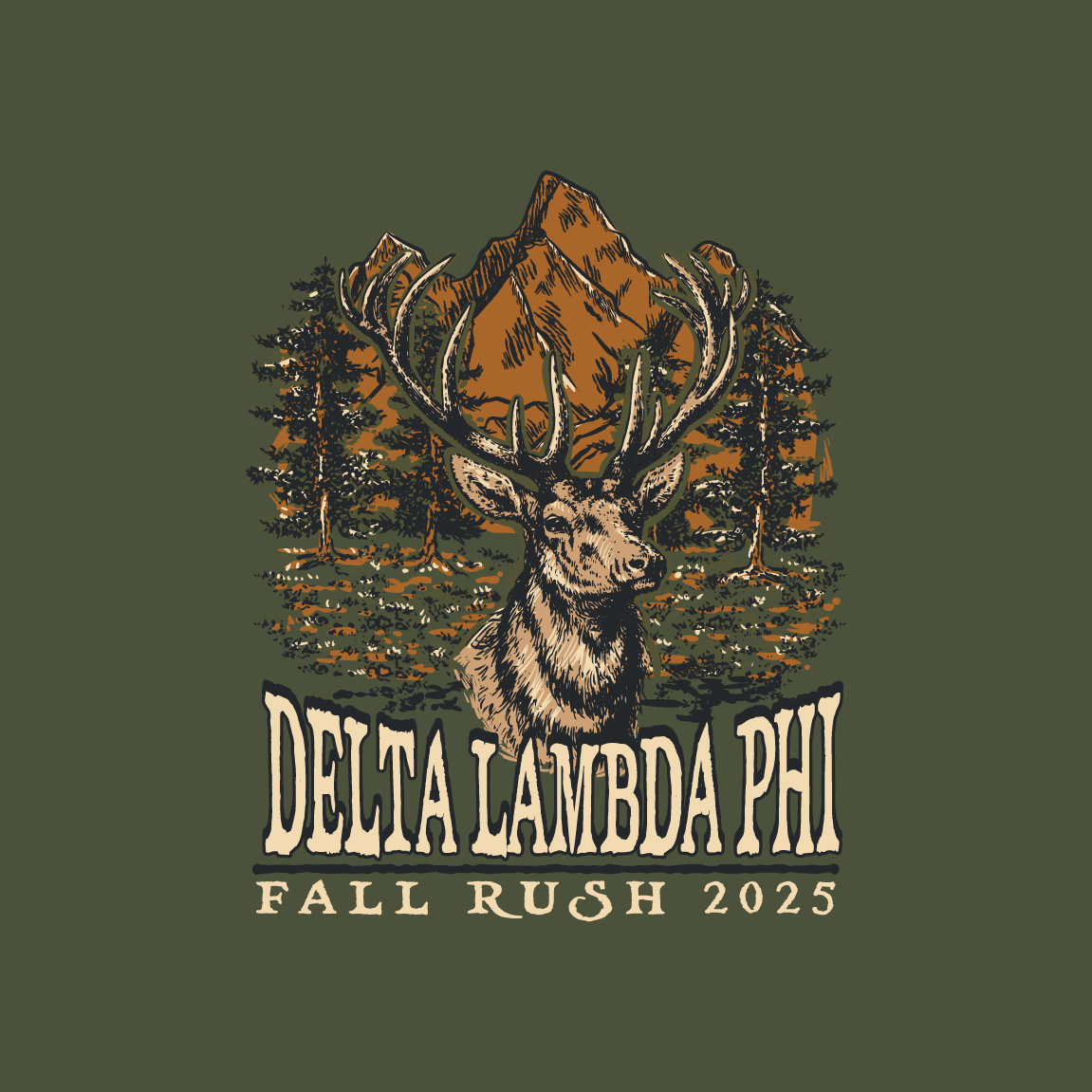 Delta Lambda Phi Majestic Elk Fall Rush Shirt | Fresh Prints