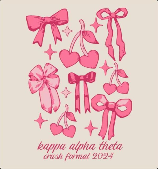 Cute Pink Hand Drawn Ribbons Heart Cherries Sparkles Graphic Script ...