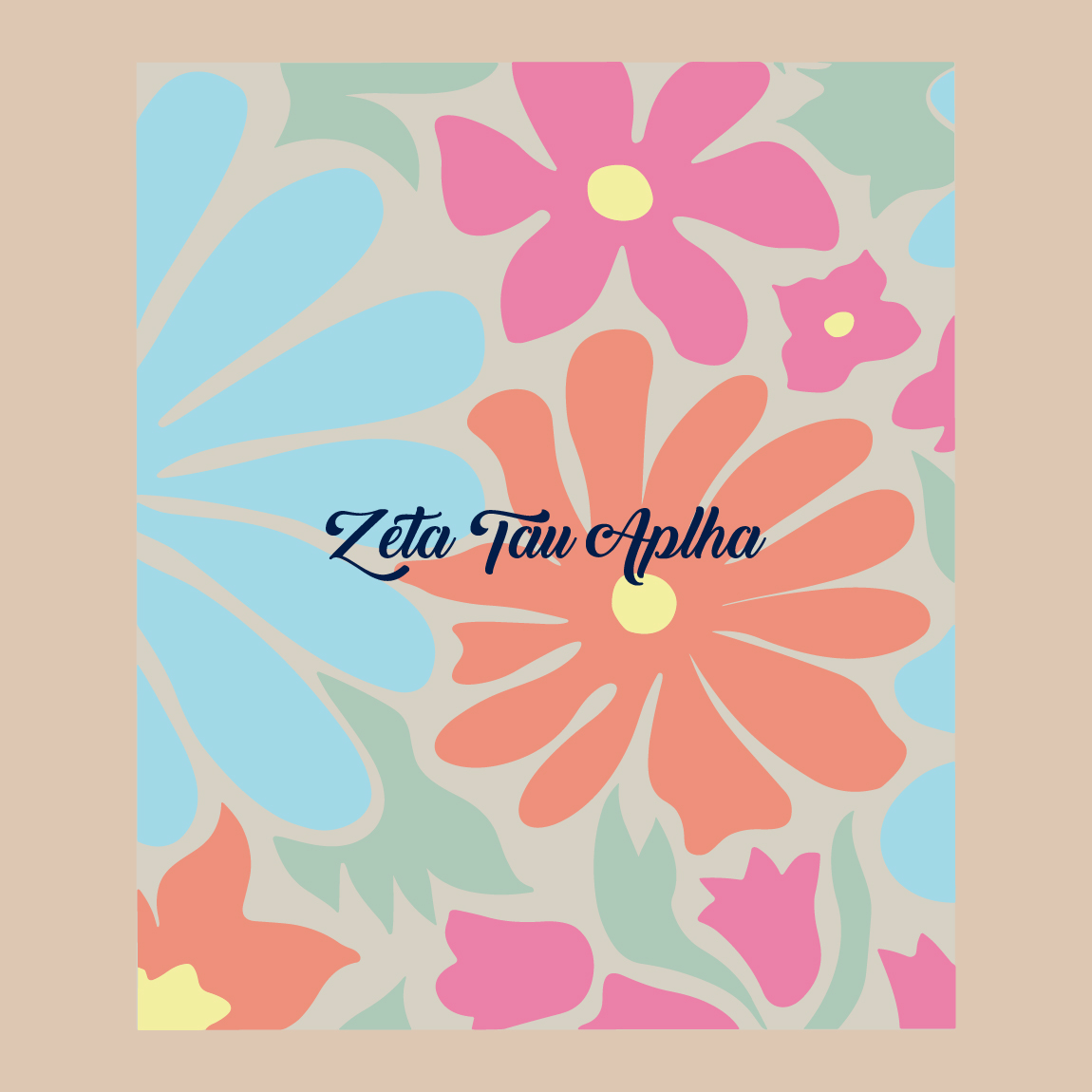 80s Zeta Tau Alpha Pastel Flowers Illustration PR Tote Zeta Tau Alpha ...