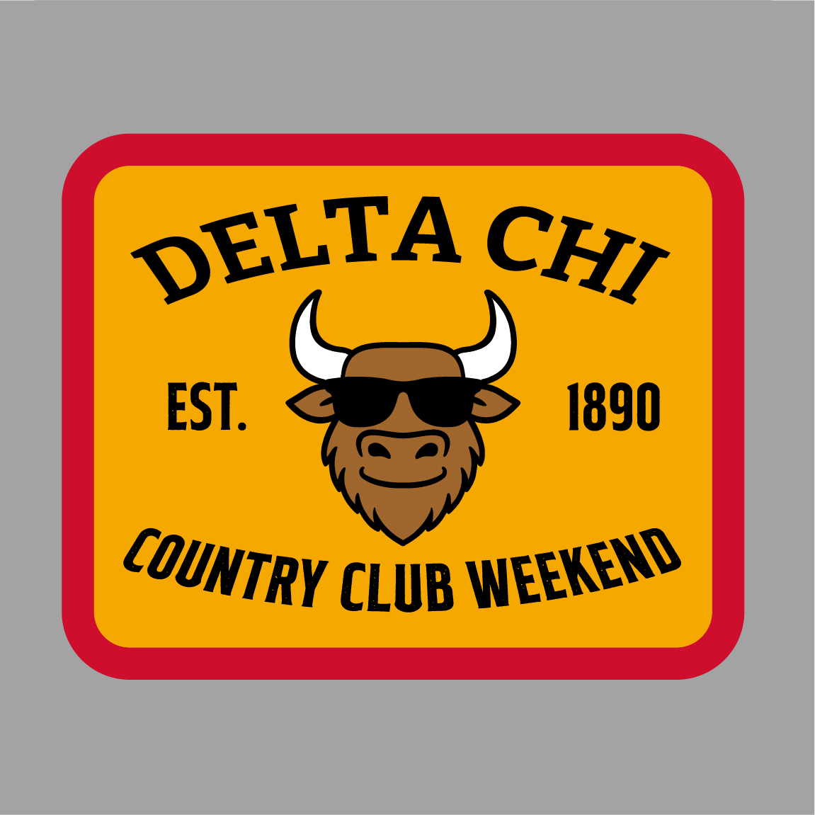 Delta Chi Cartoon Bull with Shades Patch Graphic PR Cap | Fresh Prints