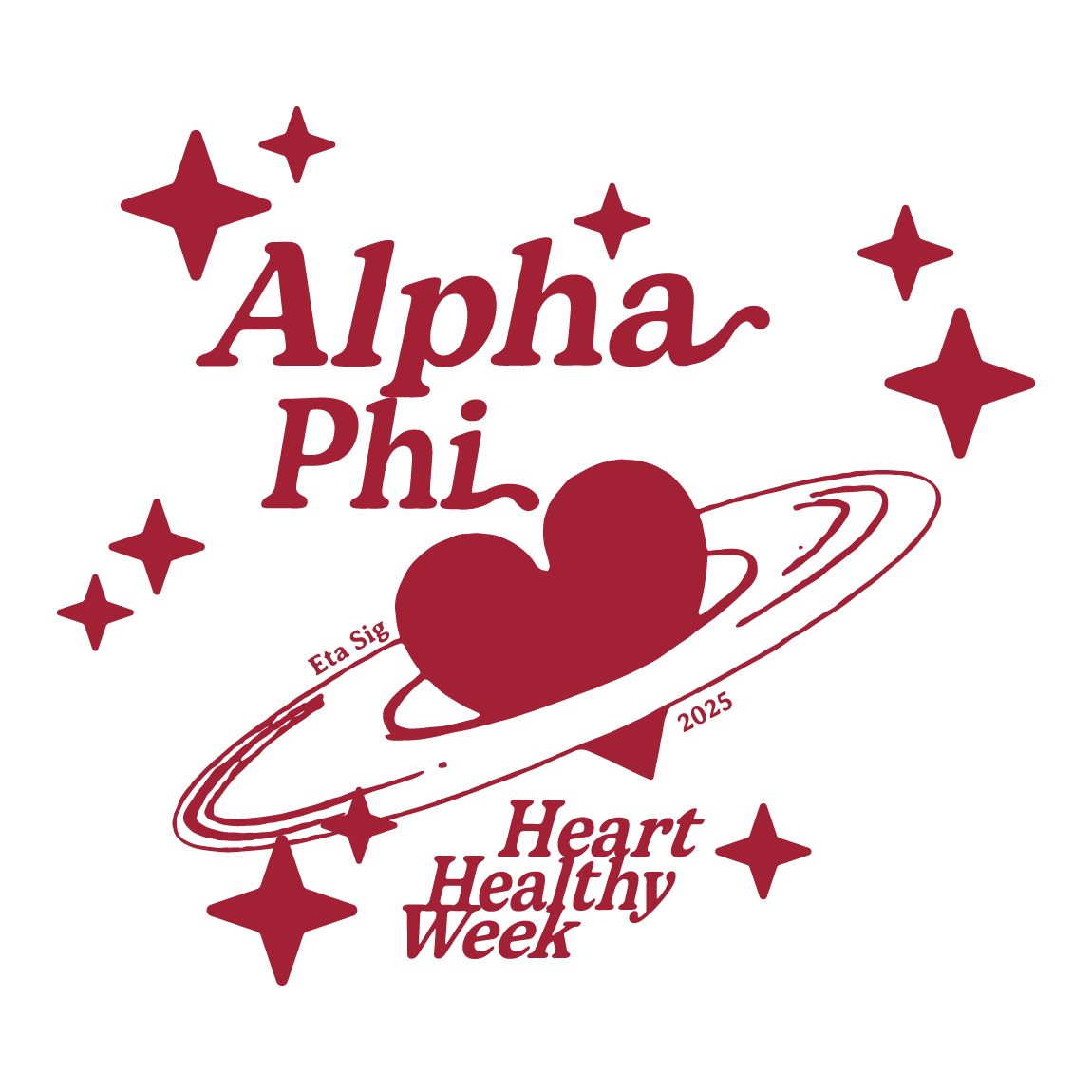 Alpha Phi Vintage Heart with Rings and Sparkles in Red PR Shirt Alpha ...