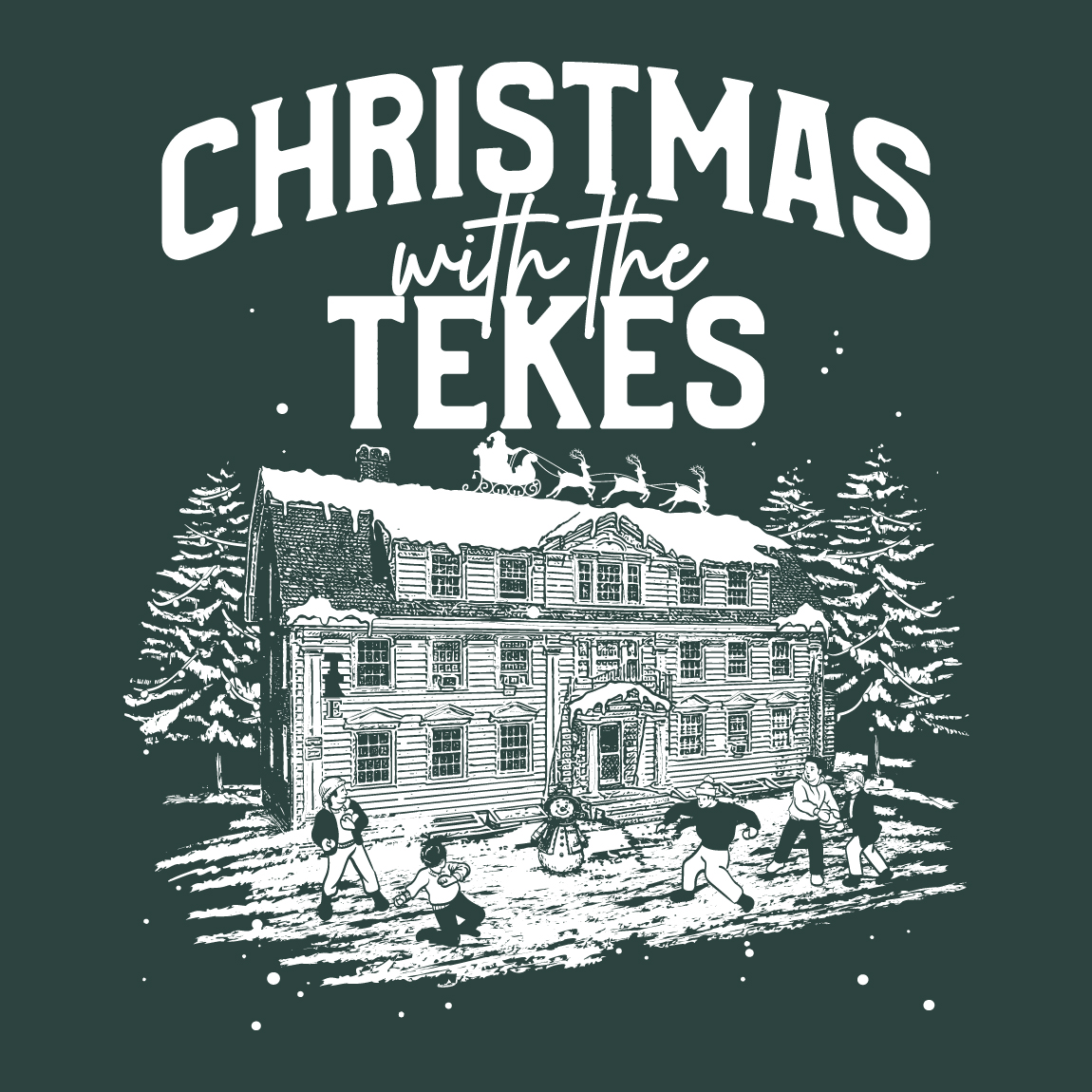 Tau Kappa Epsilon Christmas Greek House with Boys Drawing in White PR ...