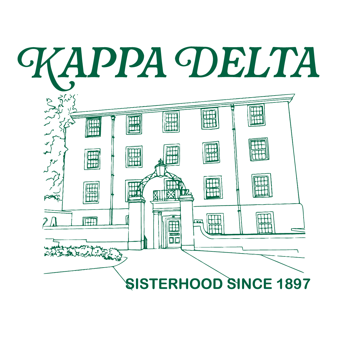 Sorority House Simple Line Drawing Green Shirt Design Kappa Delta Merch ...