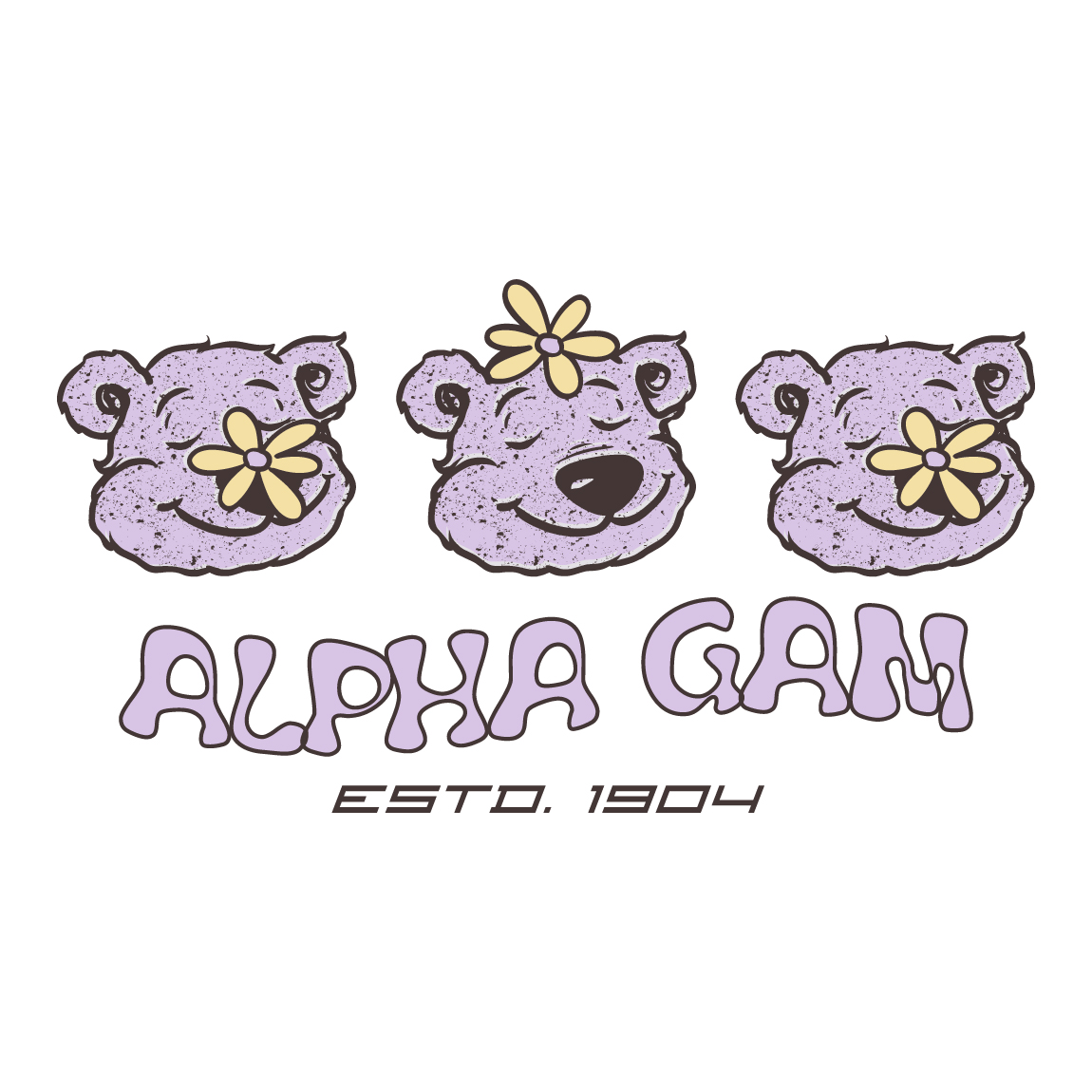 Alpha Gam Bears with Flower Drawing in Purple and Yellow PR Shirt Alpha ...
