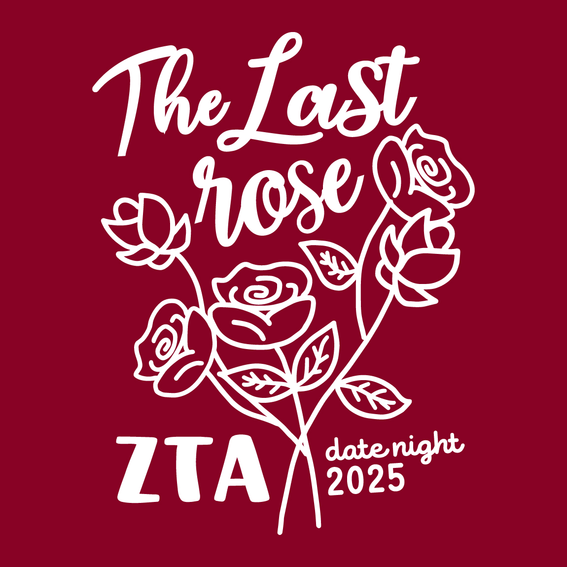Zeta Tau Alpha The Last Rose Flower Line Drawing in White PR Shirt Zeta ...