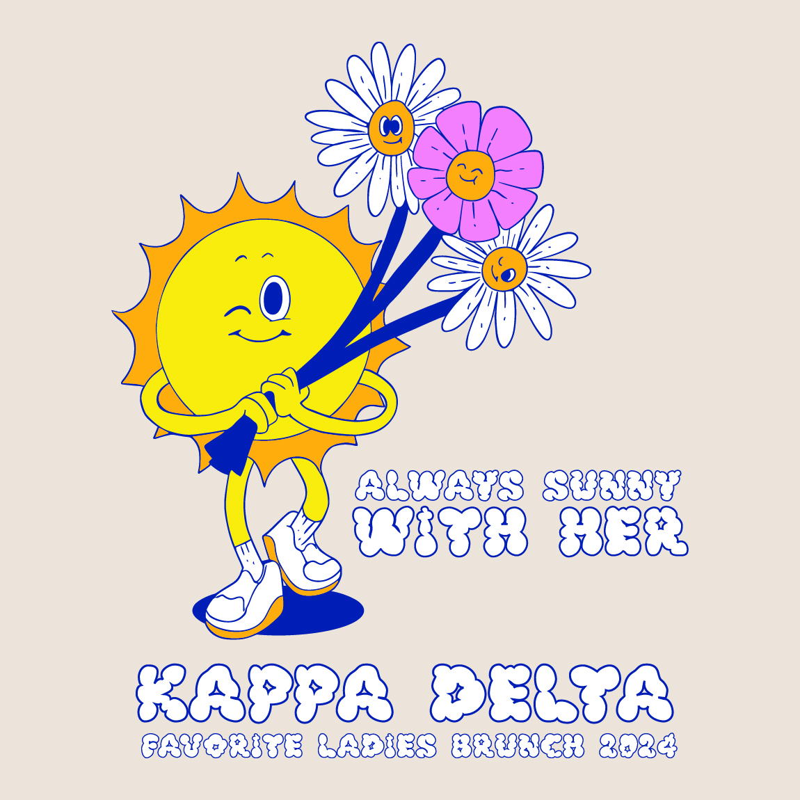 Vintage Sun And Flowers Cartoon PR Shirt Kappa Delta Merch | Fresh Prints