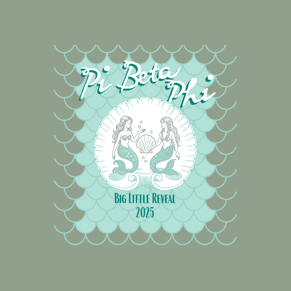 Pi Beta Phi Mermaid Shell Big Little Reveal Shirt | Fresh Prints