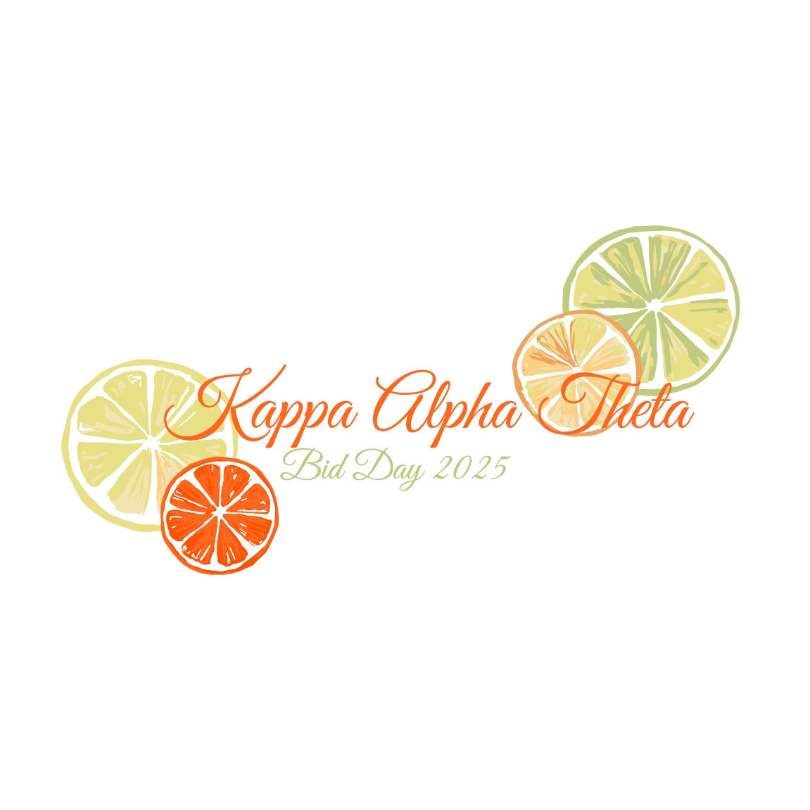 Kappa Alpha Theta Cursive Text and Citrus Slices in Drawing Bid Day ...