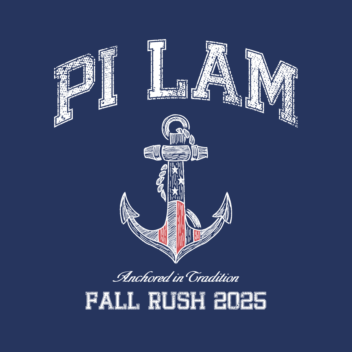 Pi Lambda Phi American Anchor Varsity Graphic Fall Rush Shirt | Fresh Prints