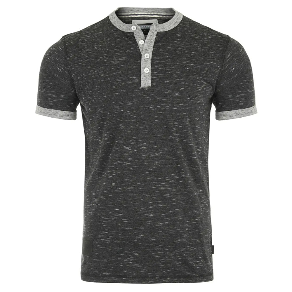 Zimego Apparel Men's Short Sleeve Contrast Ringer Henley | Fresh Prints