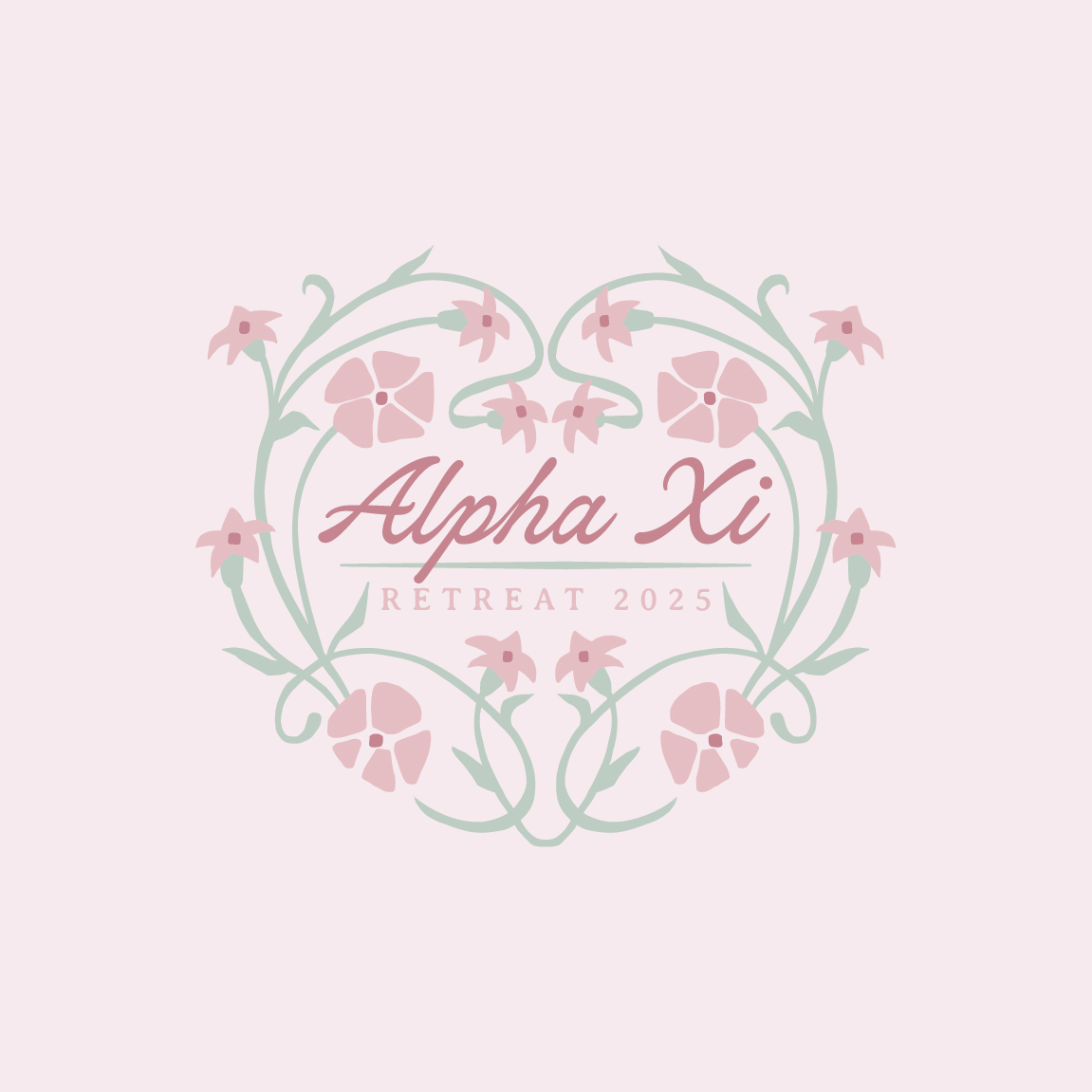 Alpha Xi Delta Text and Flowers in Pastel Green and Pink Retreat Tank ...