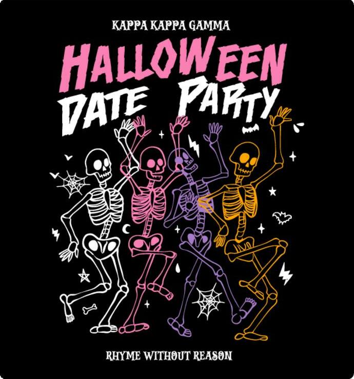 Edgy Skeleton Cartoon Halloween Date Party Shirt Kappa Kappa Gamma ...