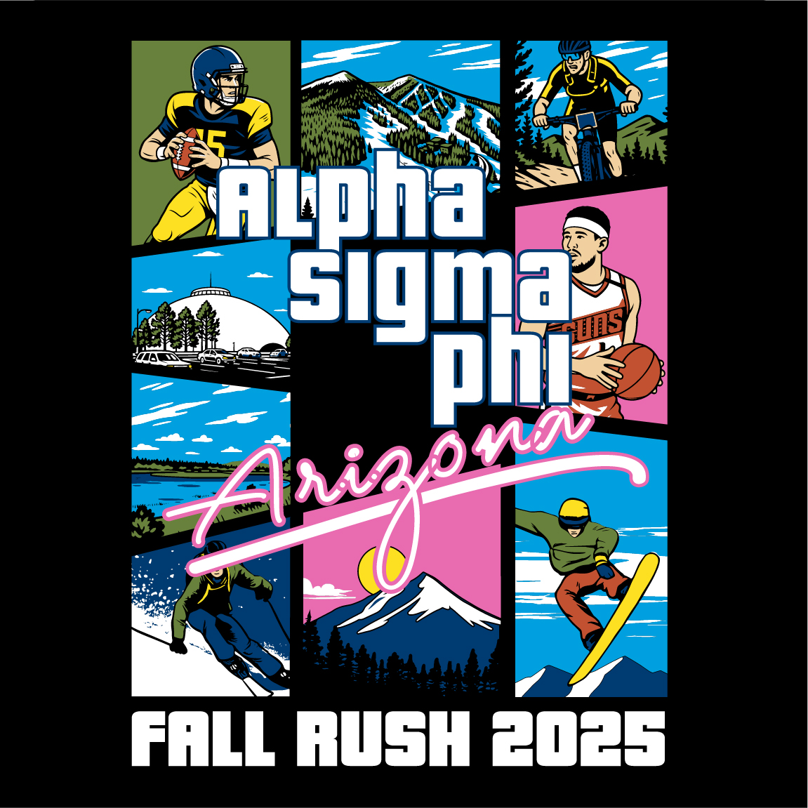 Alpha Sigma Phi Arizona GTA Vice City Style Graphic Fall Rush Shirt ...