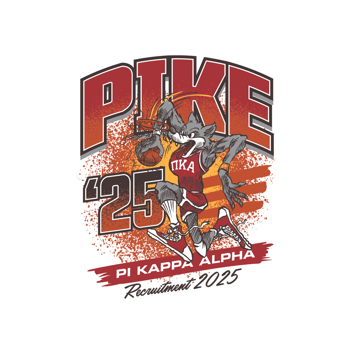 Pi Kappa Alpha Basketball Wolf Recruitment Shirt | Fresh Prints