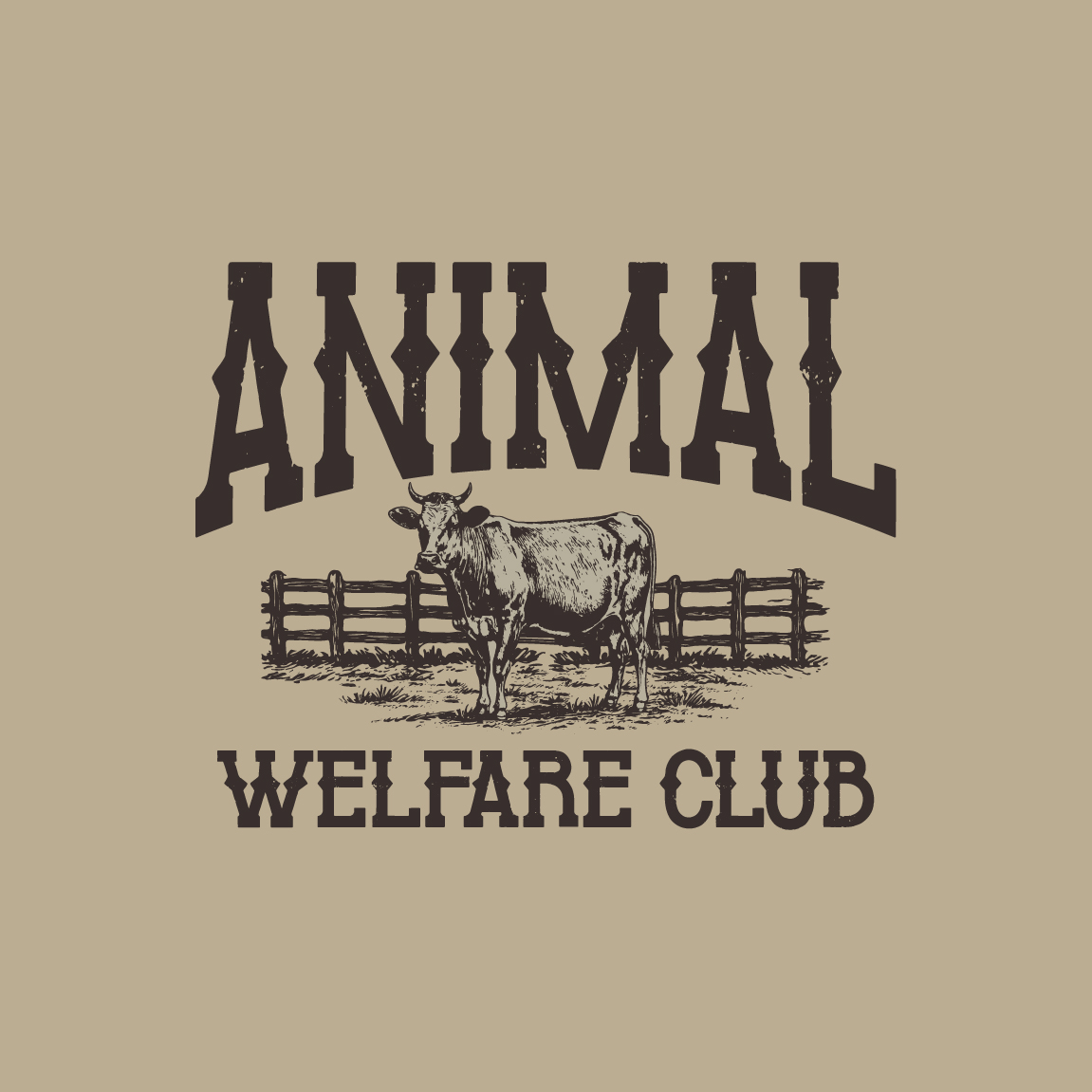 Animal Welfare Club Rustic Cow Graphic PR Shirt | Fresh Prints
