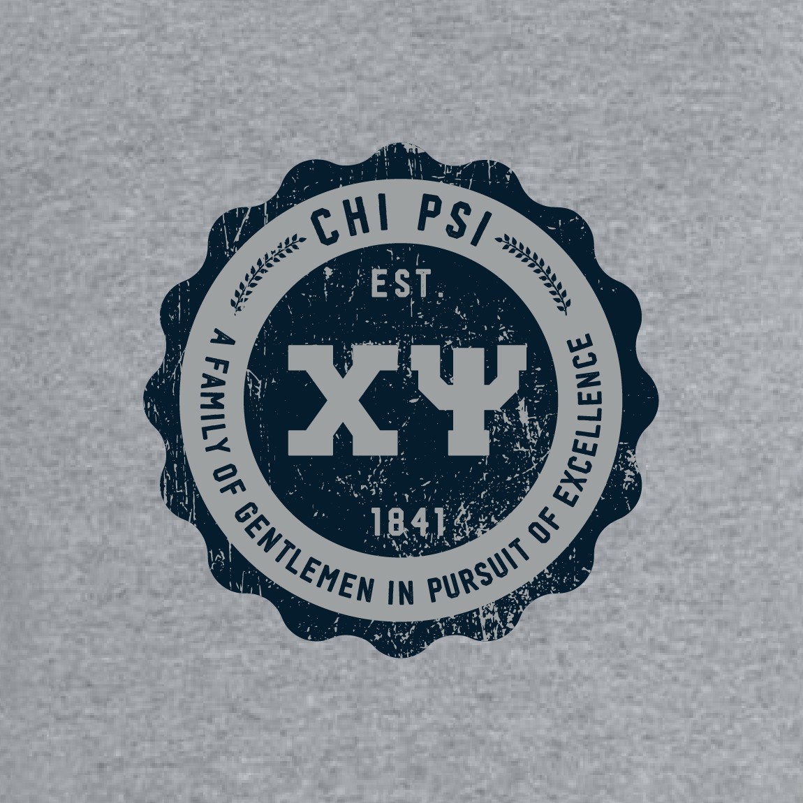 Chi Psi Distressed Seal PR Shirt | Fresh Prints