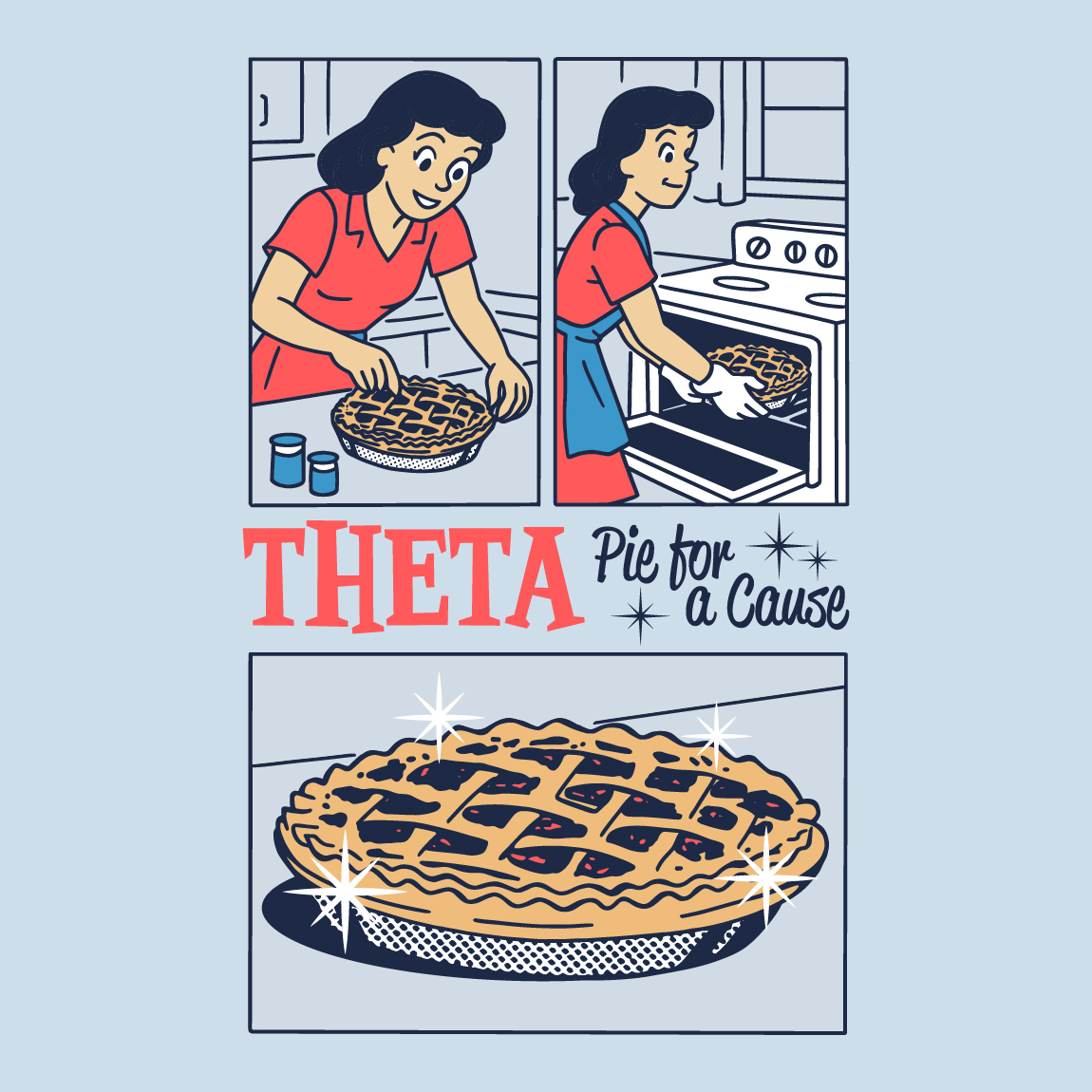 Kappa Alpha Theta Cartoon Girl Baking a Pie Comic Strip Philanthropy ...