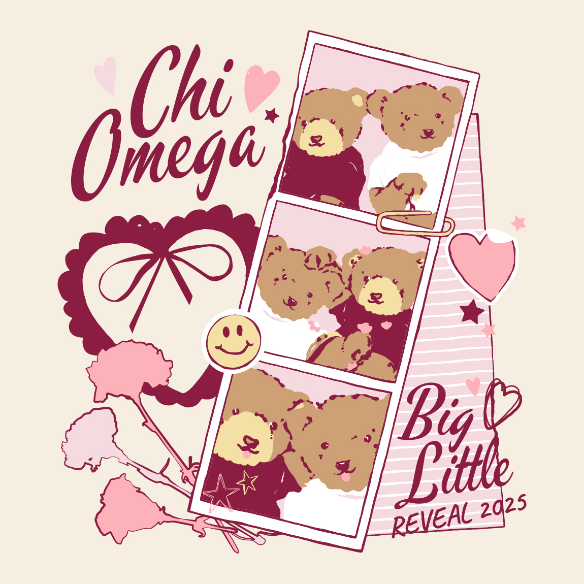 Chi Omega Cute Drawing of Bears on Photobooth Picture with Hearts and ...