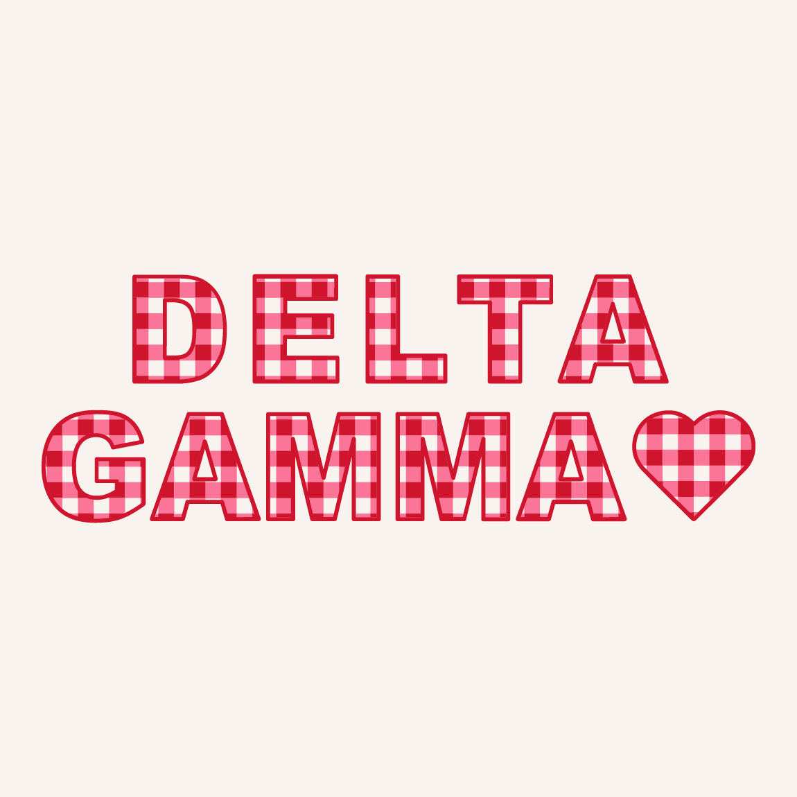 Delta Gamma Checkered Crochet Text And Heart in Pink And Red PR Shirt ...