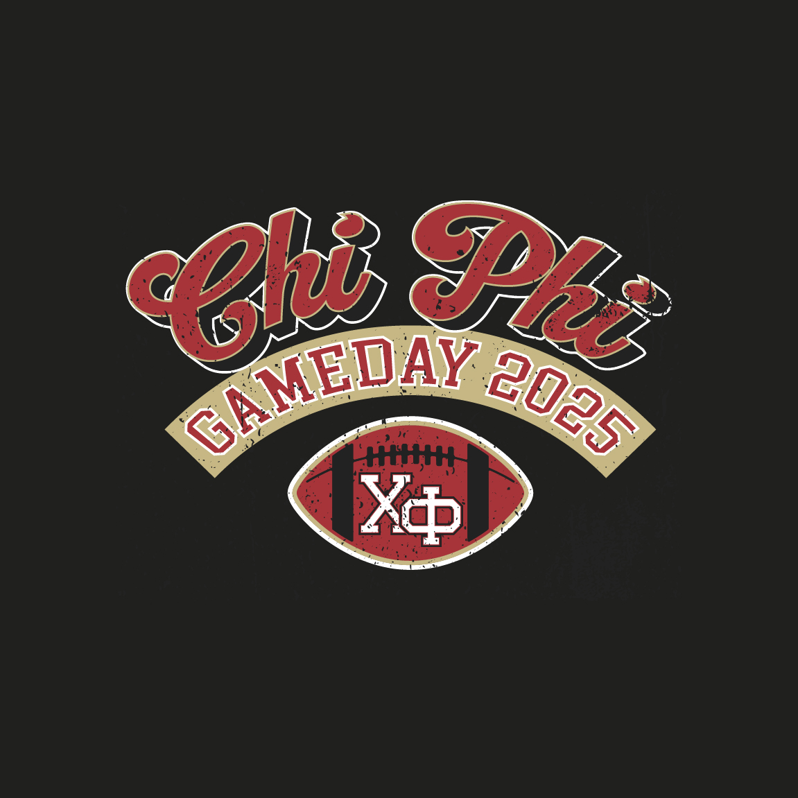 Chi Phi Bold Script with Football Game Day Shirt | Fresh Prints