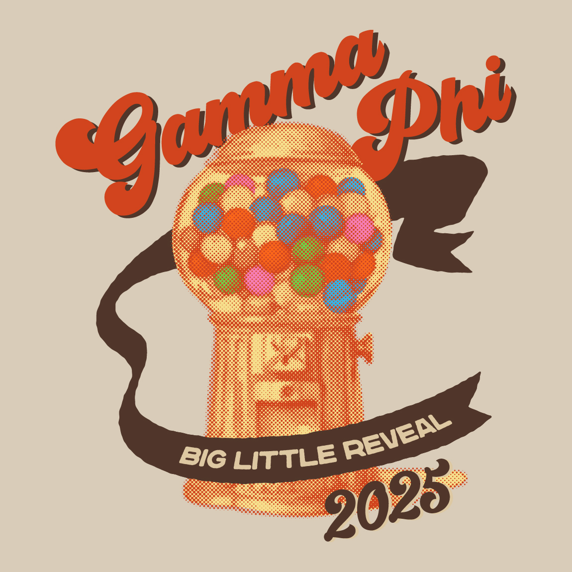 Gamma Phi Beta Retro Colorful Halftone Gumball Candy Machine Big Little ...