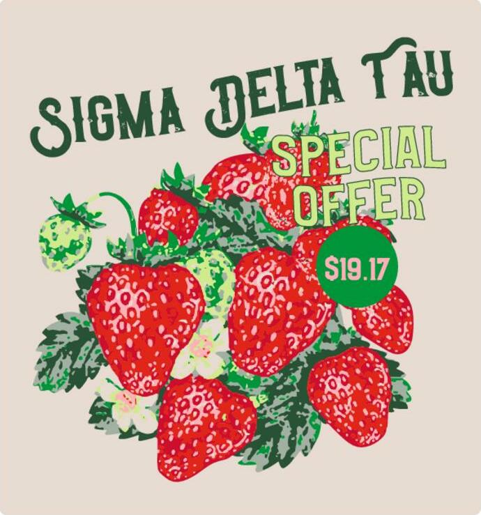 Vintage Red Strawberries PR Hoodie Sigma Delta Tau Merch | Fresh Prints