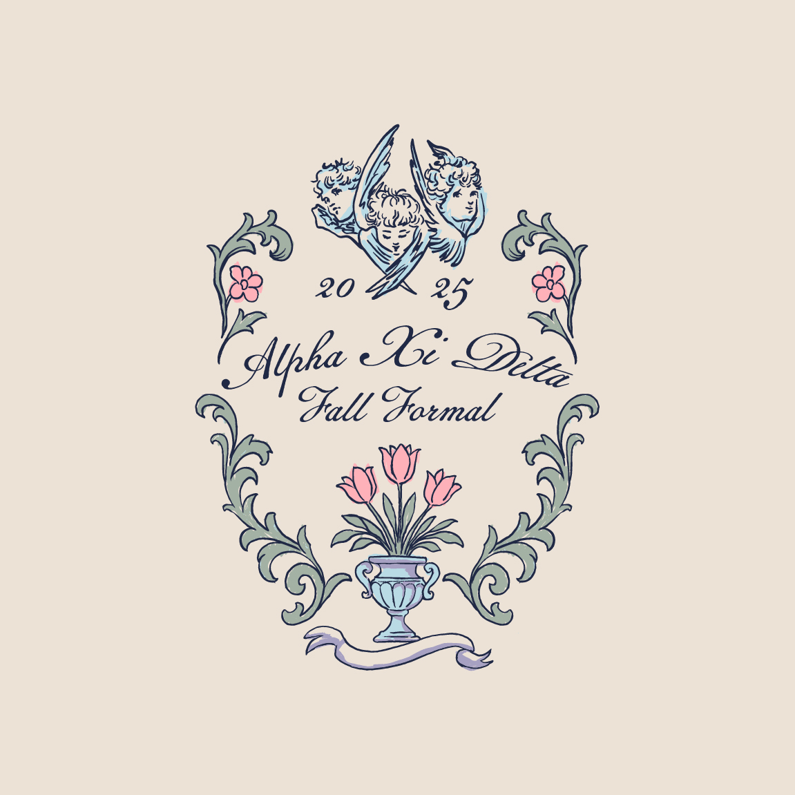 Alpha Xi Delta Angelic Floral Fall Formal Crewneck | Fresh Prints