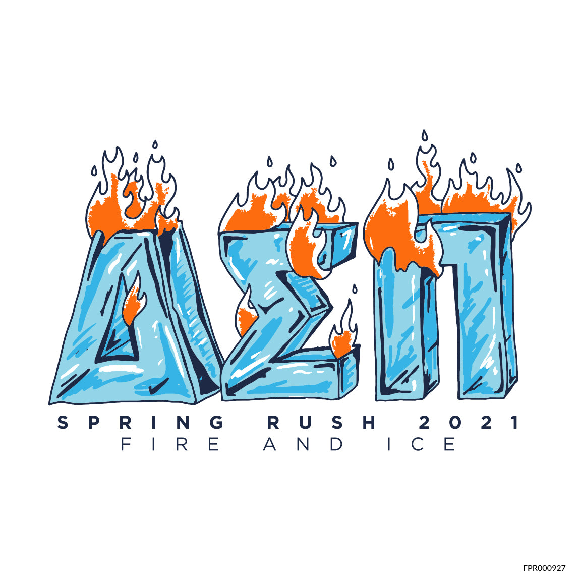 Simple Flaming Ice Cubes Spring Rush Hoodie Delta Sigma Pi Merch | Fresh Prints