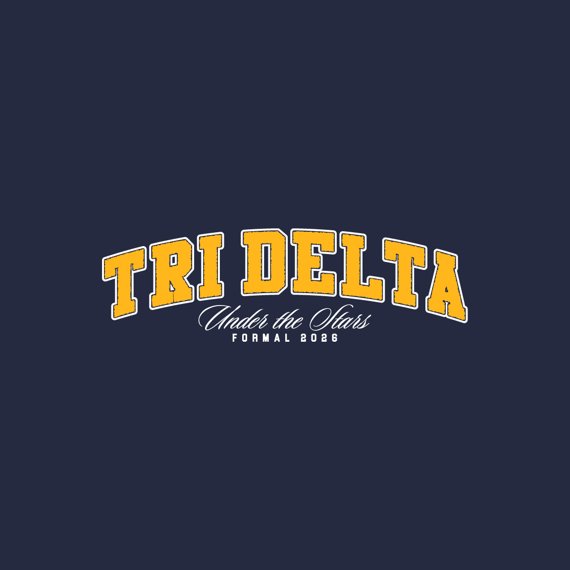Delta Delta Delta Bold Yellow Text Formal Hoodie | Fresh Prints