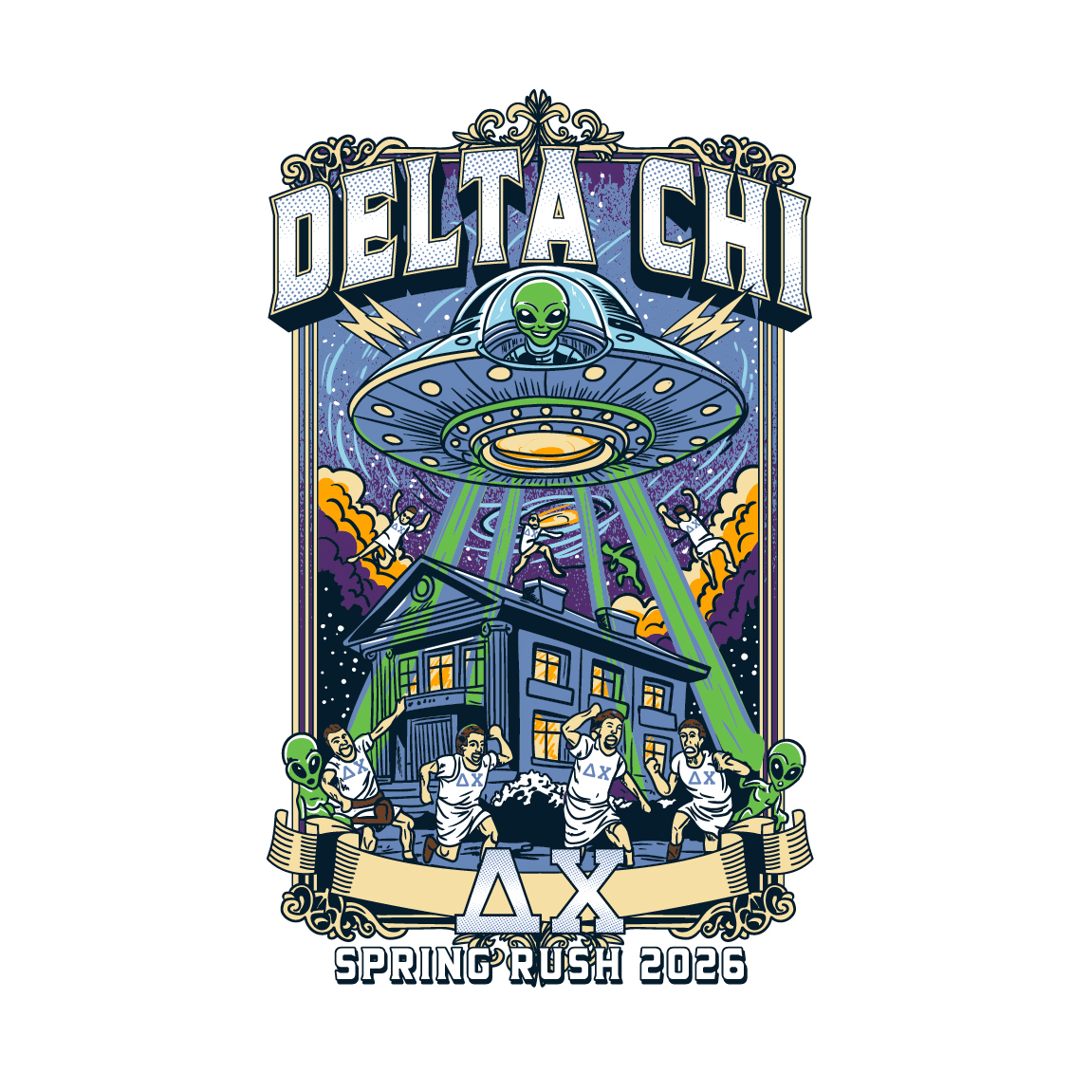 Delta Chi Alien Invasion Rush Shirt | Fresh Prints