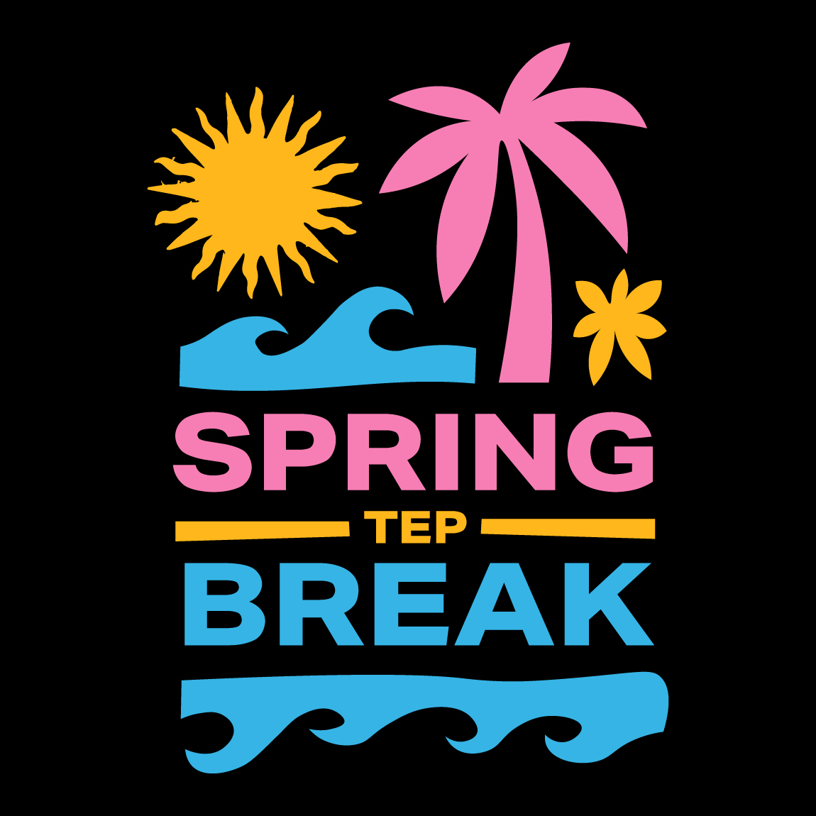 Tau Epsilon Phi 90s Colored Spring Waves Sun and Palm Tree Spring Break ...